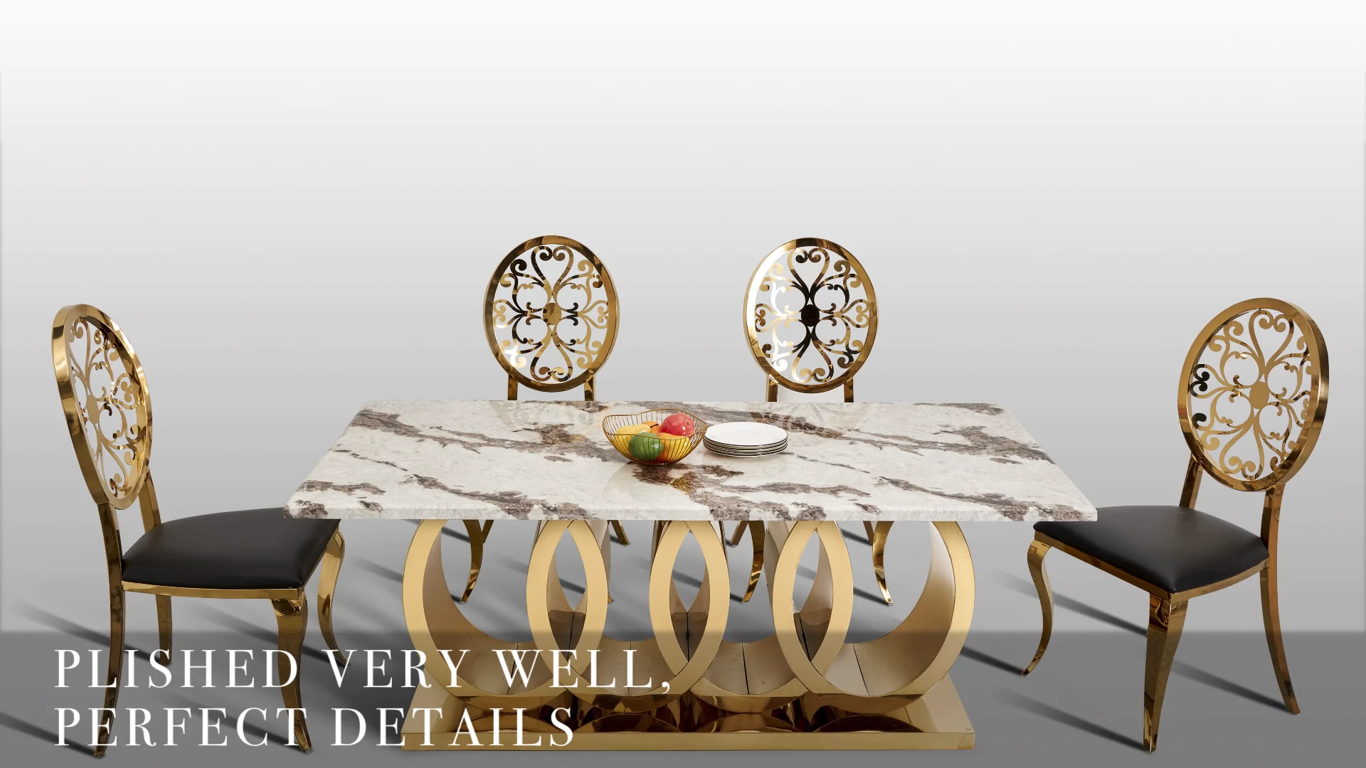 Morden Luxury Design Marble Top Dining 6 Chairs Table Set Dining Room ...