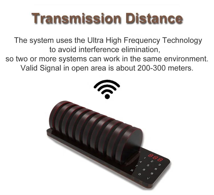Cafe Food Court Queue Calling Buzzer 10 Waterproof Vibrating Pagers ...