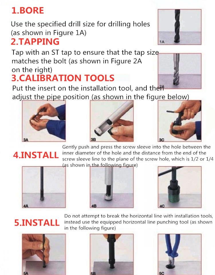 M6 M8 M10 M12 M14 M16 M18 Standard Stainless Steel Keensert Threaded ...