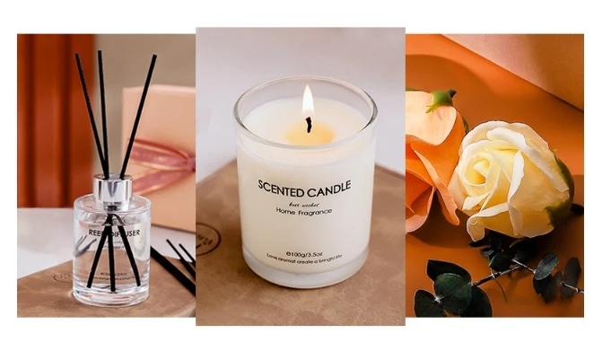 Luxury Gift Box Set Roses For Girlfriend Rattan Scented Candle And Reed ...