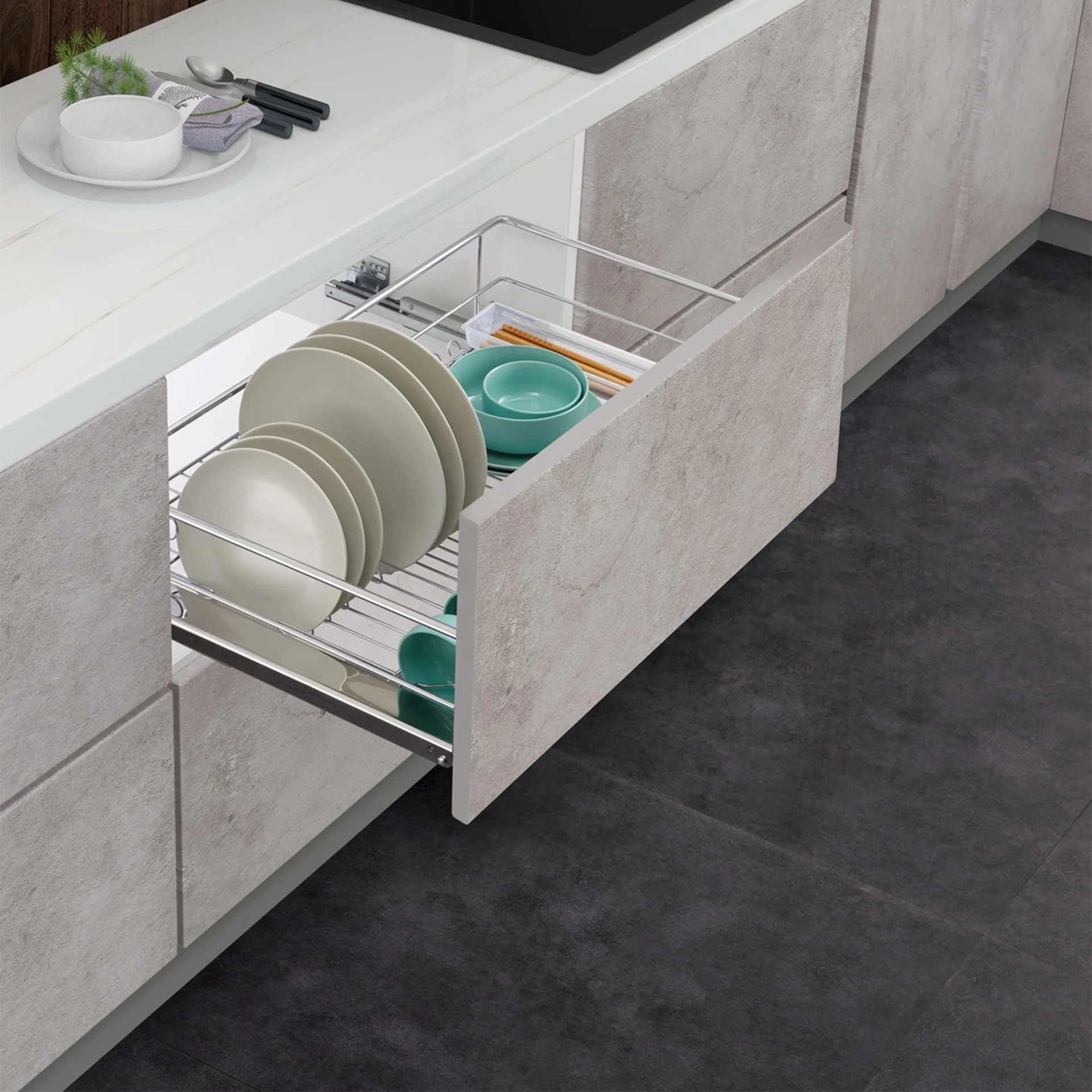 Tall Tandem Metal Kitchen Cabinet Cupboard Hardware Slide Pull Out ...