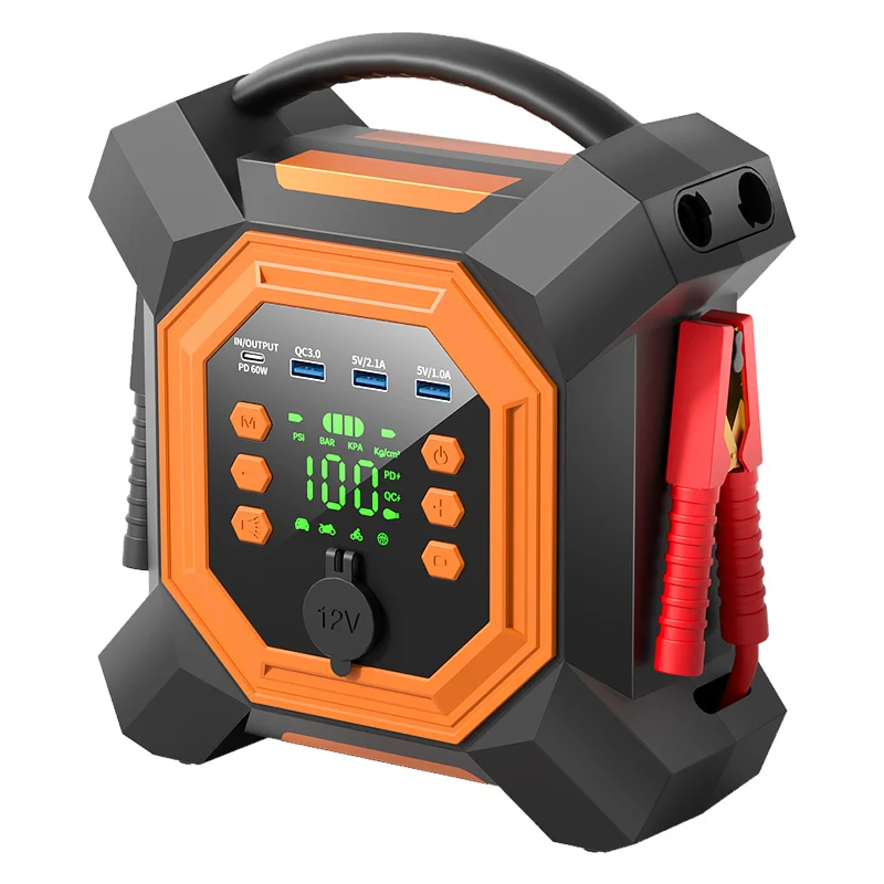 12V Multi-Function Car Motorcycle Jump Starter Power Bank 6000A 3000A ...