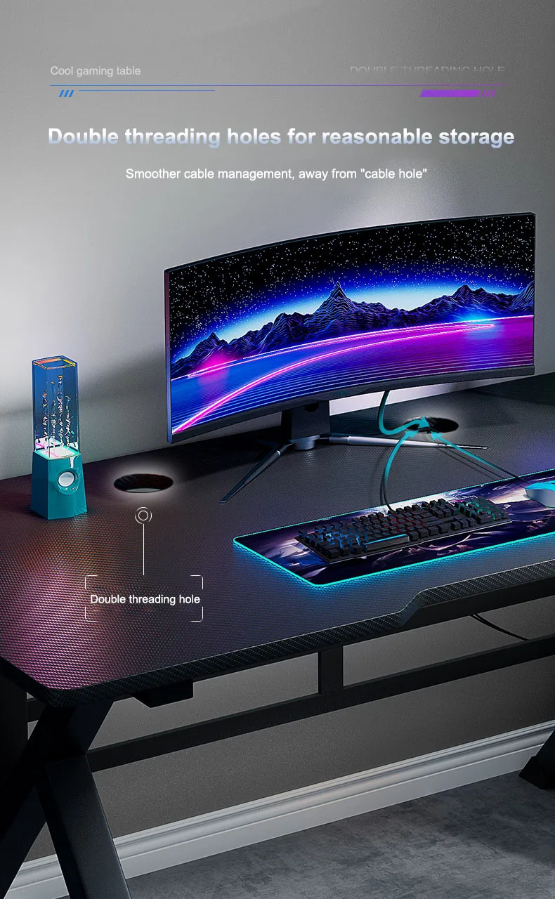 RGB PC Gaming Desk - Professional Gaming Office Lighting