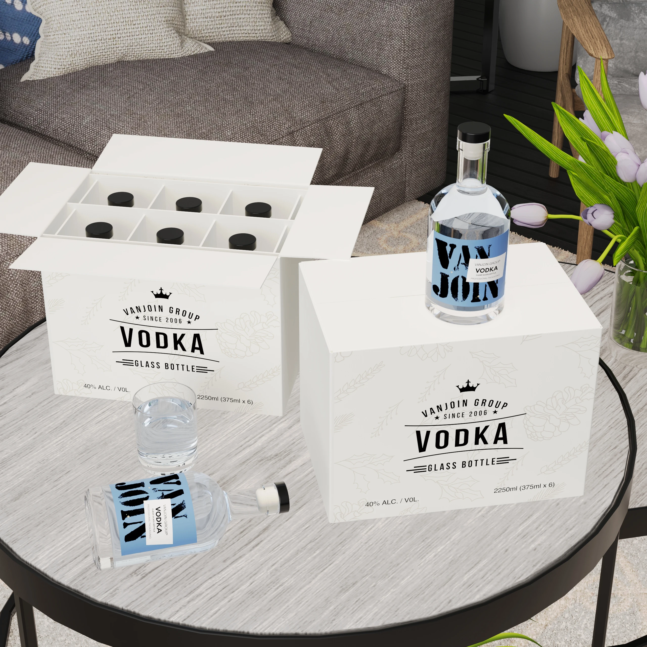 Wholesale 375ml 6 Pack Glass Liquor Bottle Customized Label Stick Vodka ...