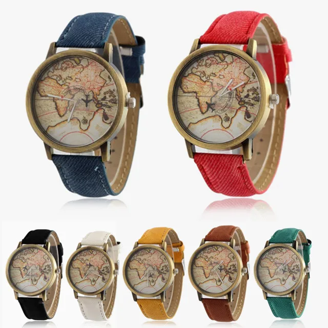 Hot Sale World Map Watch Fashion Japan Movement Travel Map Watch - Buy ...
