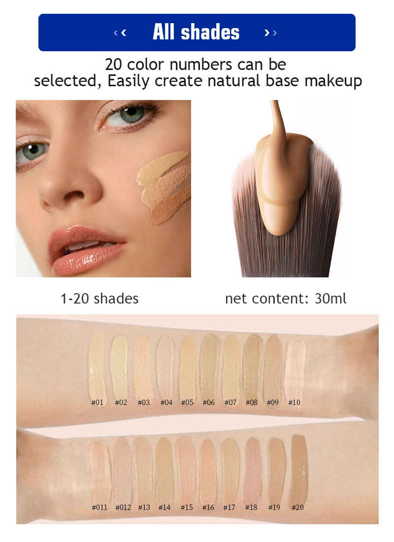 Light To Dark Colors Different Shades Matte To Full Coverage Foundation ...