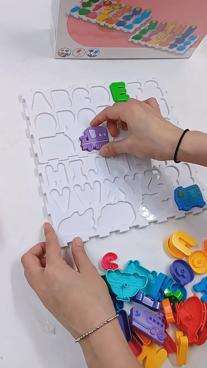 2 In 1 Montessori Number Graphic Shape Cognition Matching Puzzle Board ...