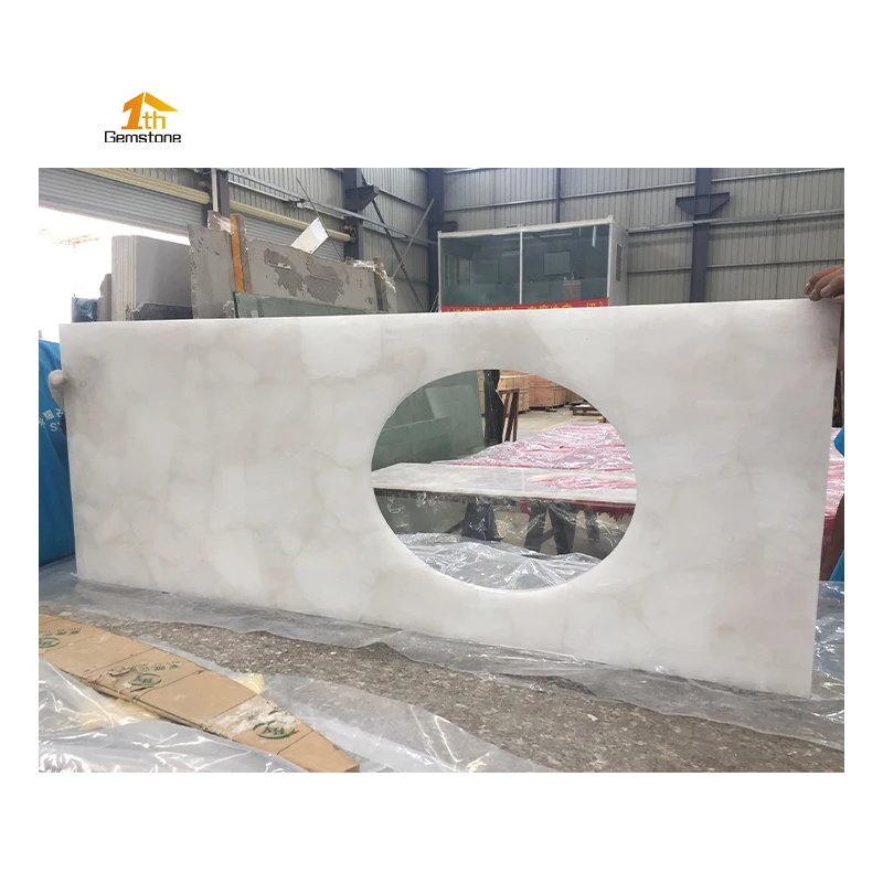 Custom White Crystal Quartz Countertops for Bathroom & Kitchen