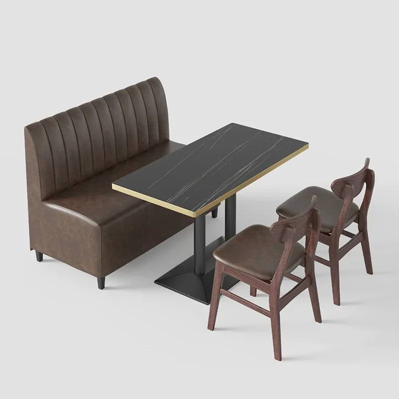 Restaurant Leather Booth Seating Wood Chairs Fast Food Square 4 Seat ...