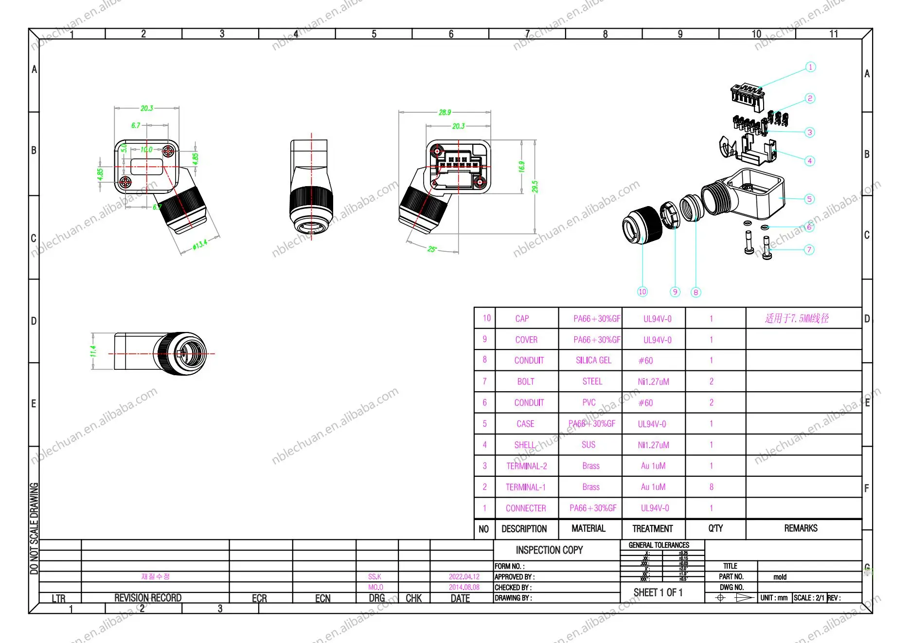 LECHUAN 504678-0070 9핀 암형 리셉터클 금 도금 접점 YASKAWA 9P 서보 모터 엔코더 커넥터| Alibaba.com