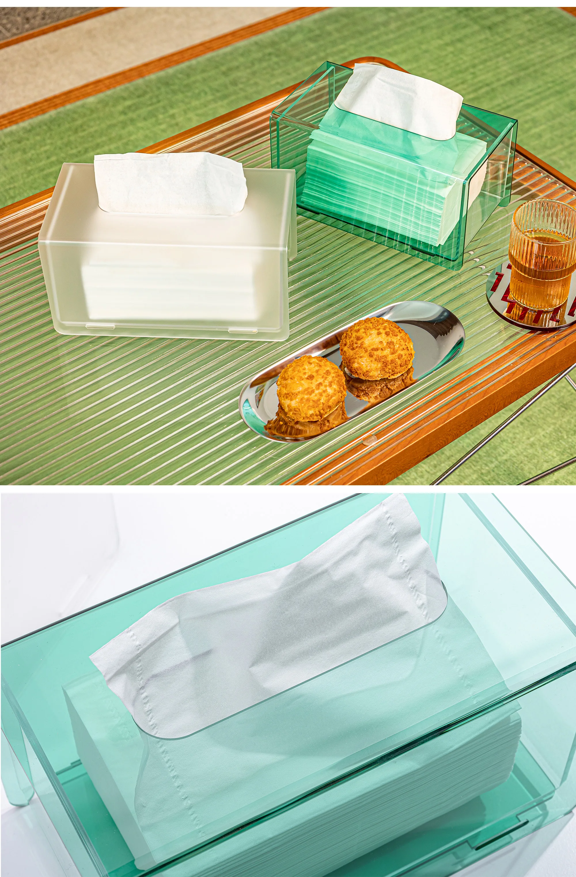 Luxury Crystal Plastic Square Desktop Facial Tissue Box Paper Organizer ...