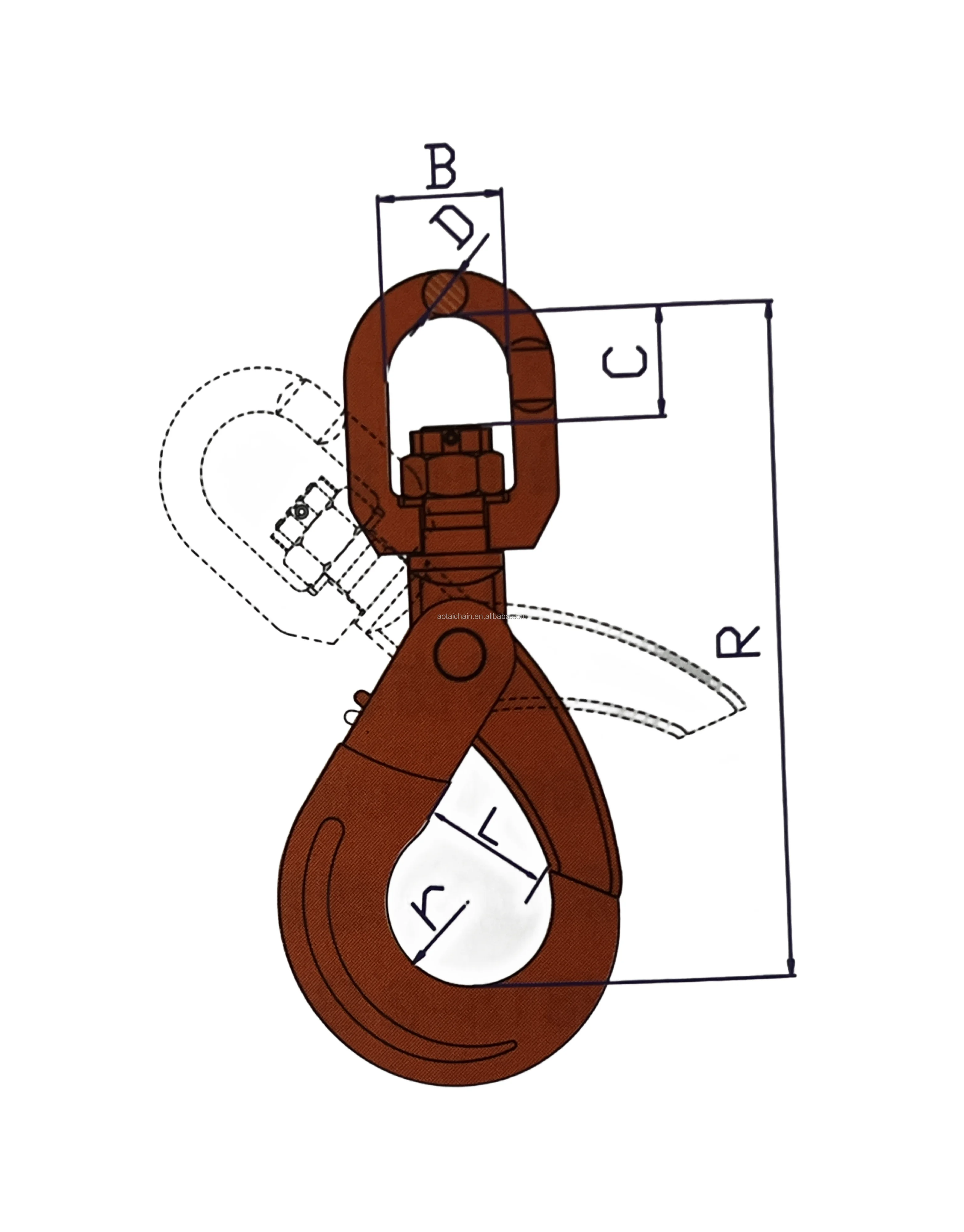 Swivel Self-locking Hook With Safety Lifting Cargo Hook Sling Sling ...