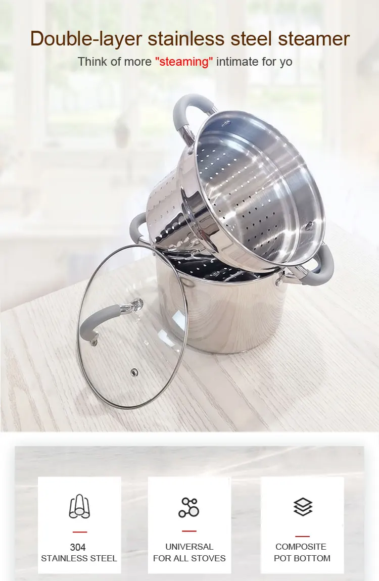 3 Piece Stainless Steel Stack and Steam Pot Set Includes 3 Quart ...