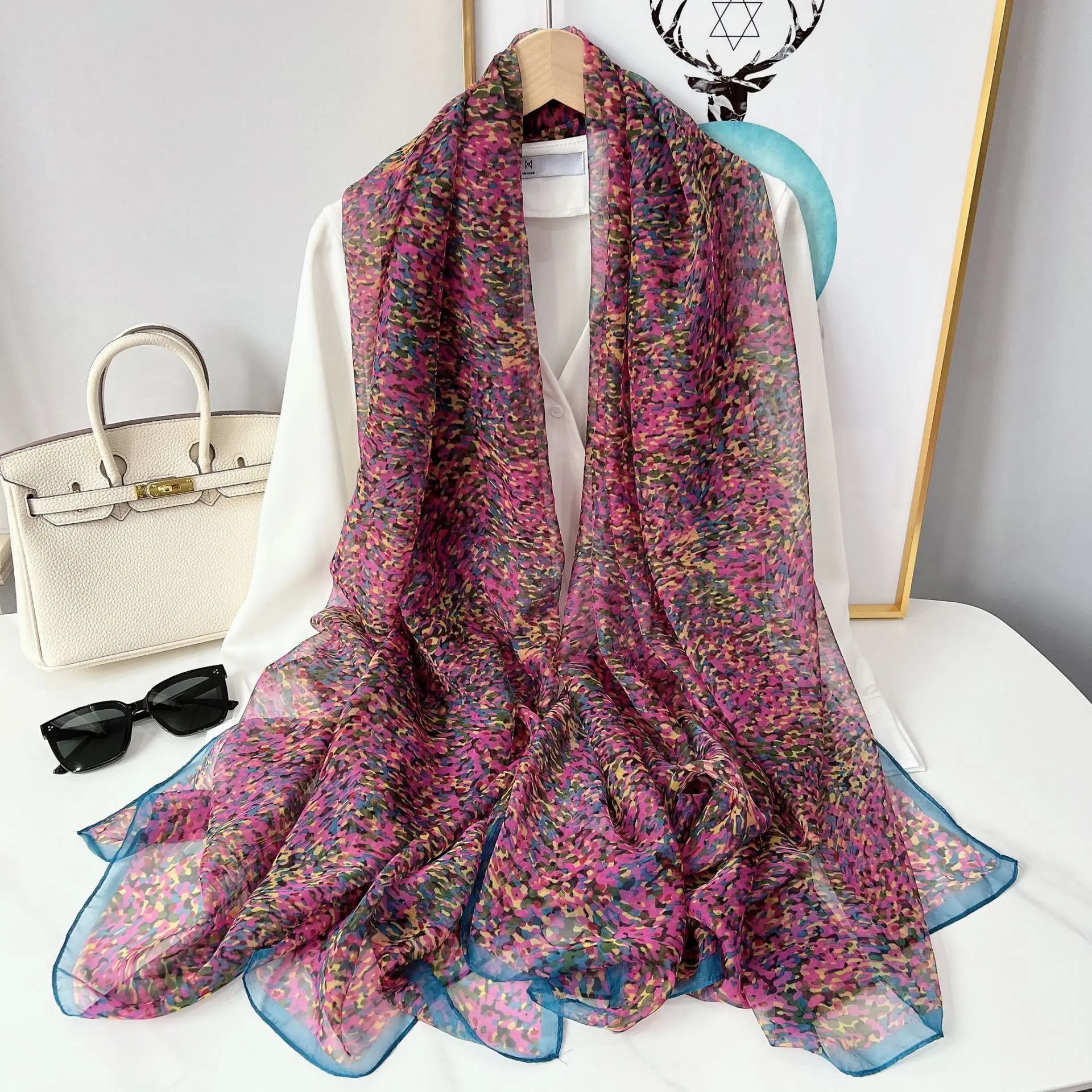New Fashion Silk Designer Scarves Spring Summer Women Branded Long Silk ...