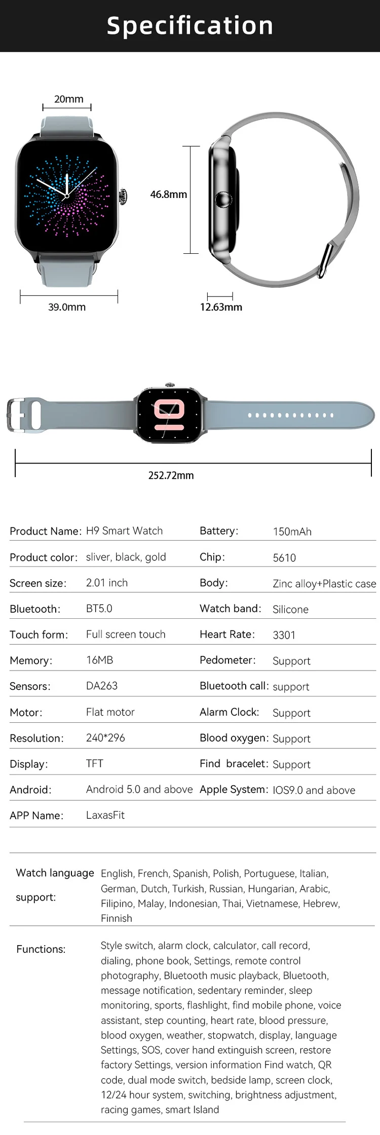 Wholesale Smartwatch H9 PRO MAX 2025 for Women & Men, 2.01" Touch ...