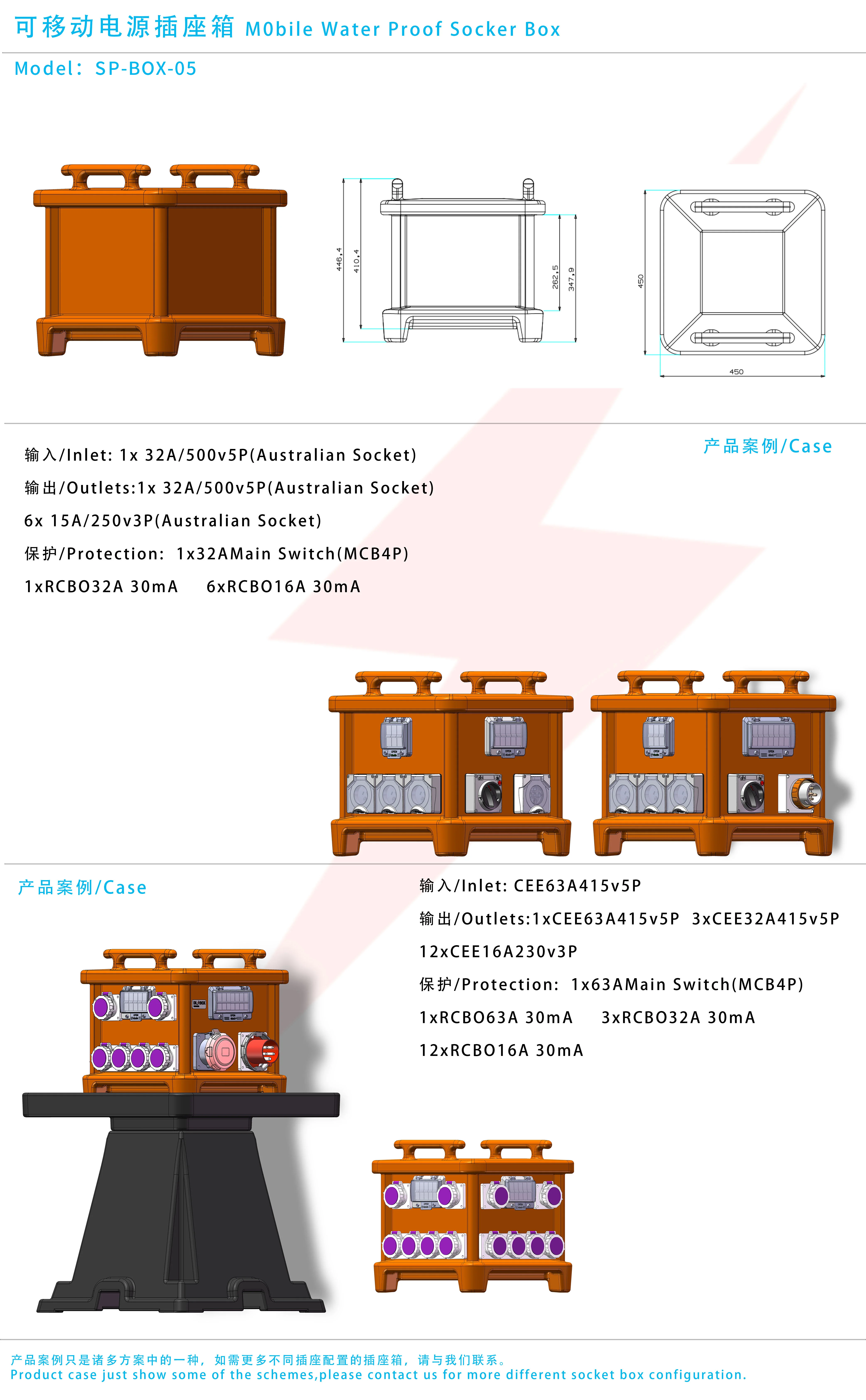 Outdoor Use 125 3 Phase Power Station Power Distribution Box Electric ...