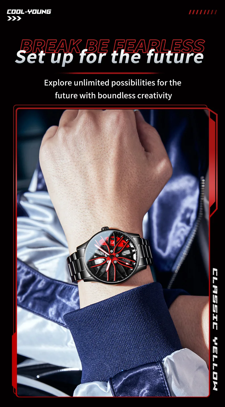 OLEVS 9937 Car Wheel Design Watch - High Quality & Waterproof