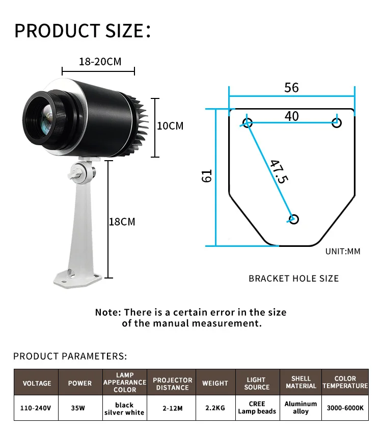 30W Waterproof Commercial Advertising Gobo Static LED Logo Floor ...