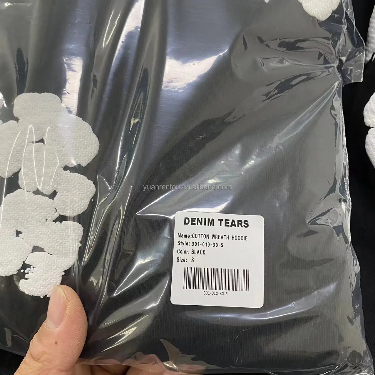 Black Line Denim Tears The Cotton Wreath Sweatshirt Black Denis Hoodie ...