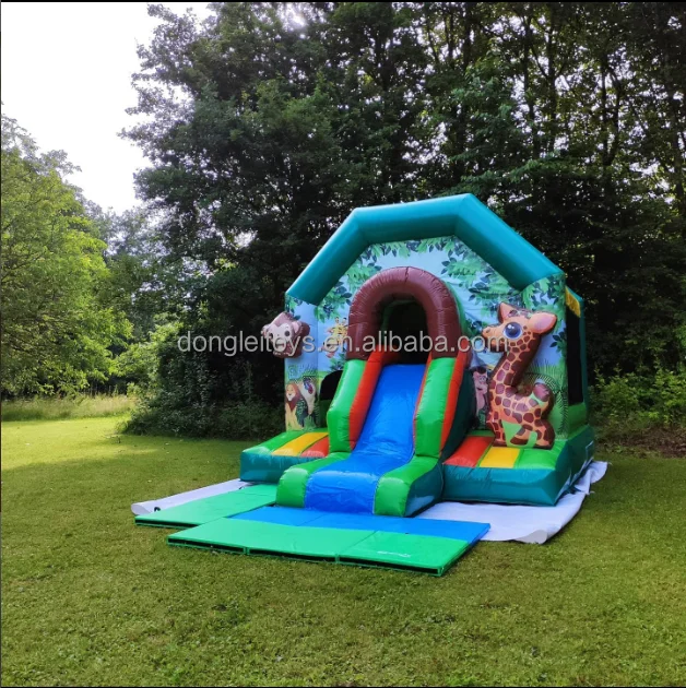 Moonwalk Inflatable Safari Bouncy Castle Animal Kingdom Theme Park ...