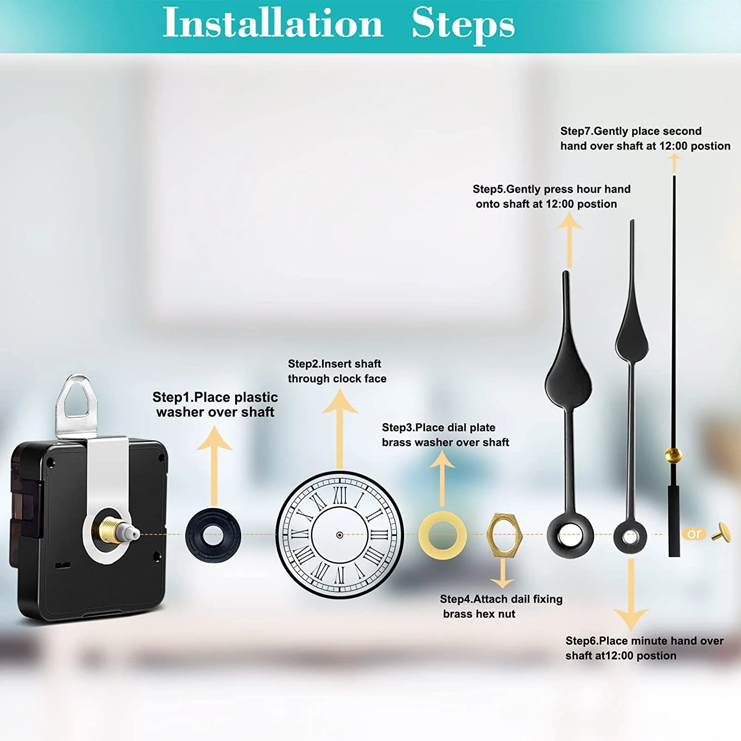 DIY Step Wall Clock Mechanism Ticking Clock Movement Step Clock Motor ...