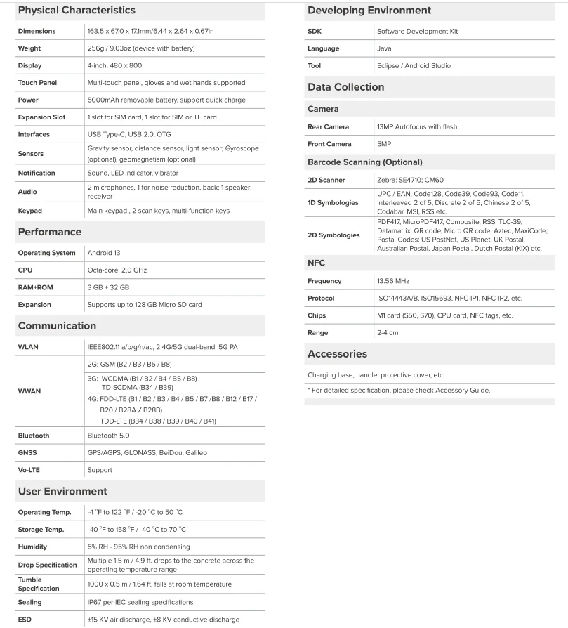 Chainway MC62 Data Collector - Rugged PDA for Logistics