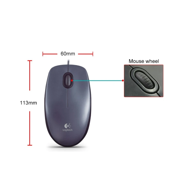 Logitech M90 Usb Wired Mice Plug And Play Optical Ergonomic Design For ...