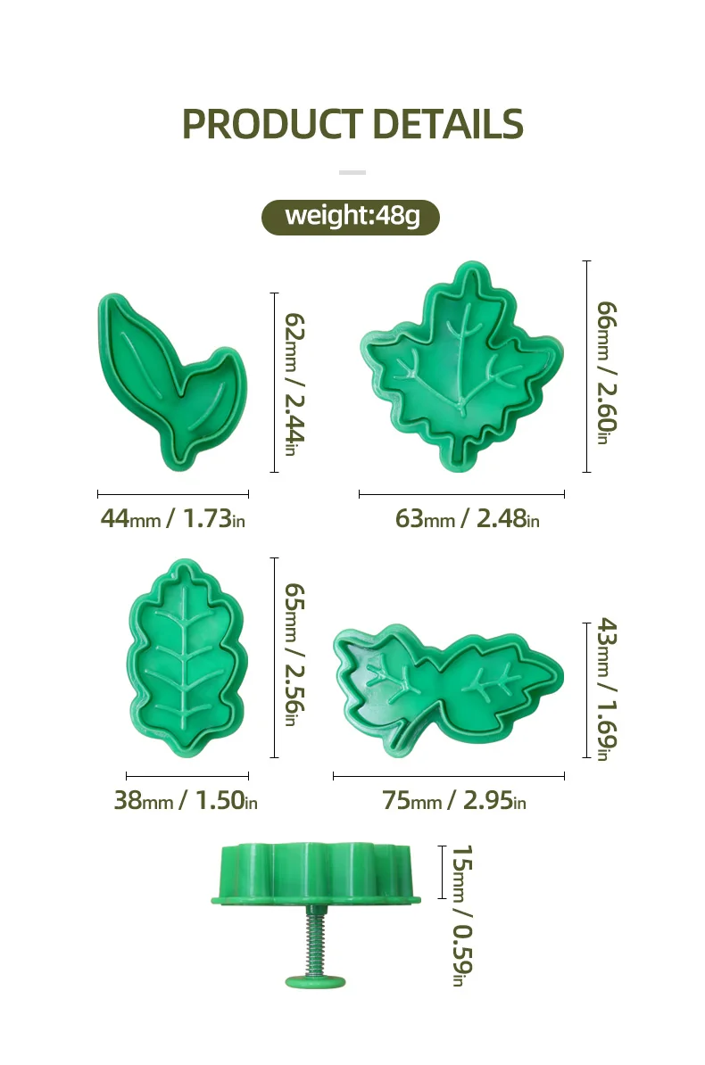 Leaf Biscuit Cutting Die Spring Die 4-piece Diy Cake Mold Baking Tool ...