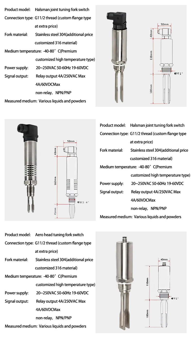 Liquid Vibration Tuning Fork Level Switch Water Level Gauge Measuring ...