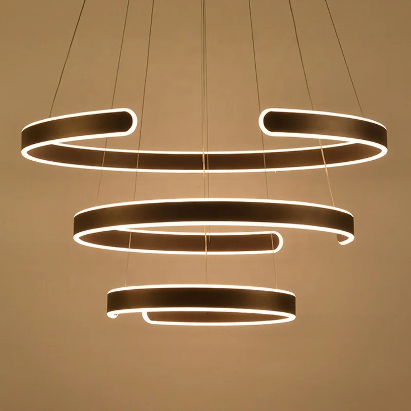 Large Chandelier Round Led Pendant Lights Modern 3 Rings Led Circle ...