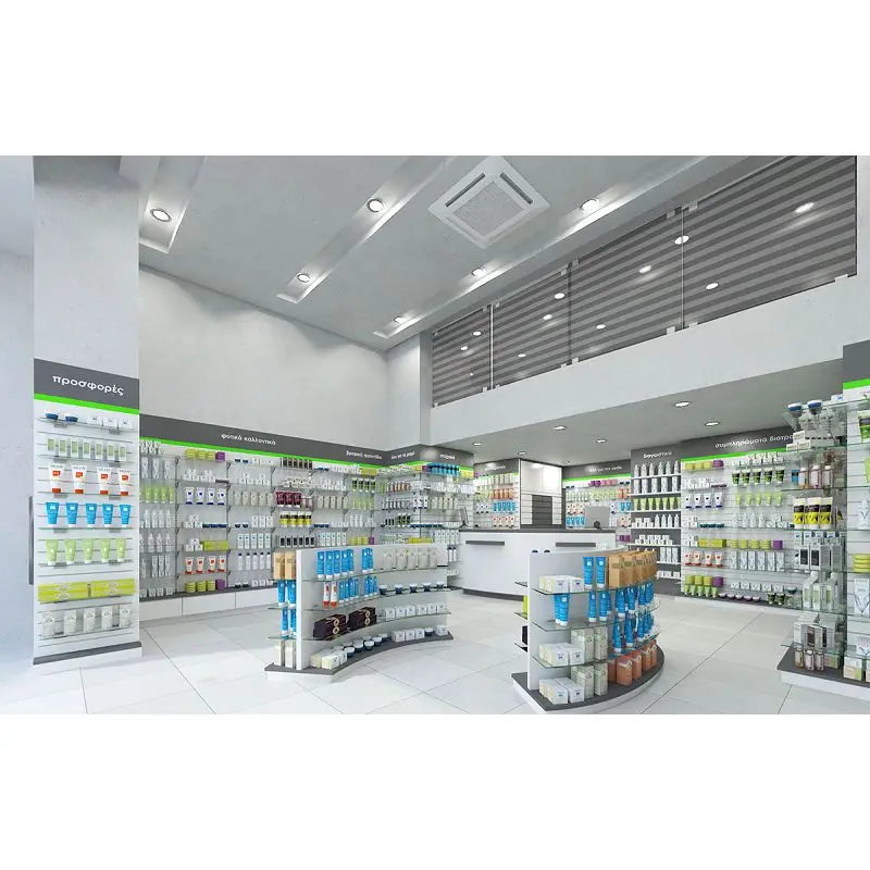 Customized Pharmacy Shop Counter Design Drugstore Furniture Metal ...