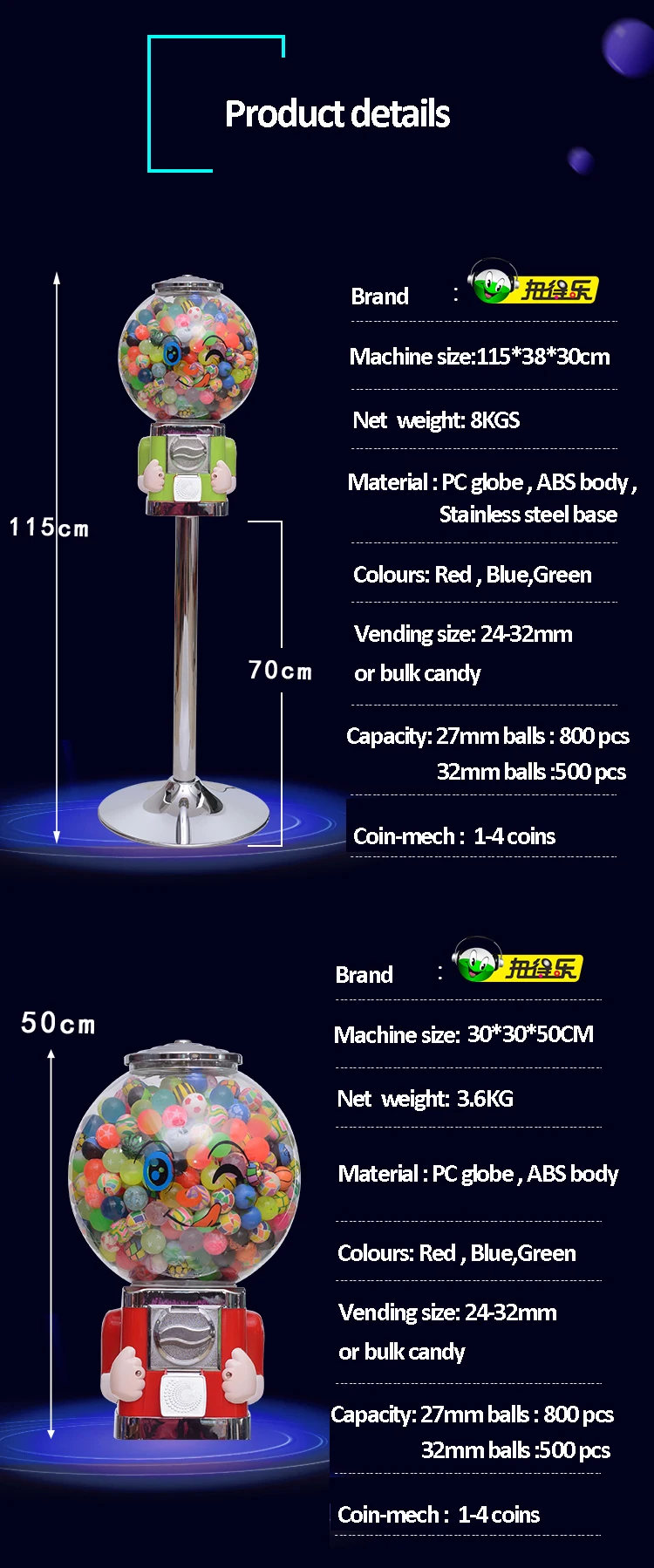 Antique Blue Big Gumball Machine - Fun & Profit!