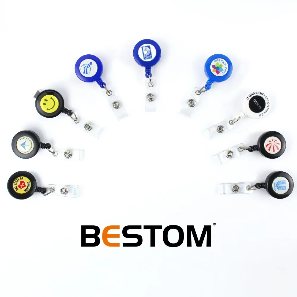Bestom Custom Epoxy Resin Logo Retractable Id Name Card Holder Badge ...