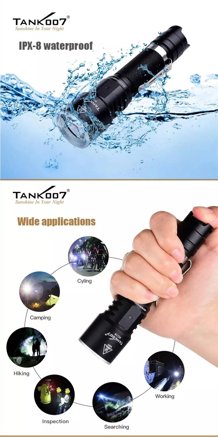 Tank007 Usb Waterproof Torch Light 18650 Emergency Super Bright ...