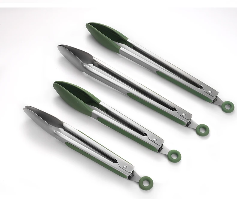 10"&12" Inch Stainless Steel Kitchen Tong Non Slip Grip Tong Set Bbq ...