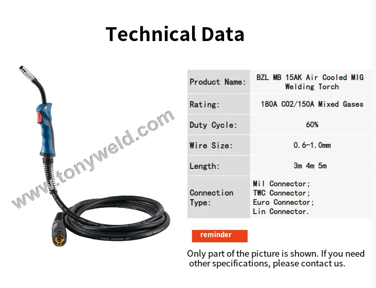 Torch Gun Binzel 15ak Co2 and Welding Accessories Mb15| Alibaba.com