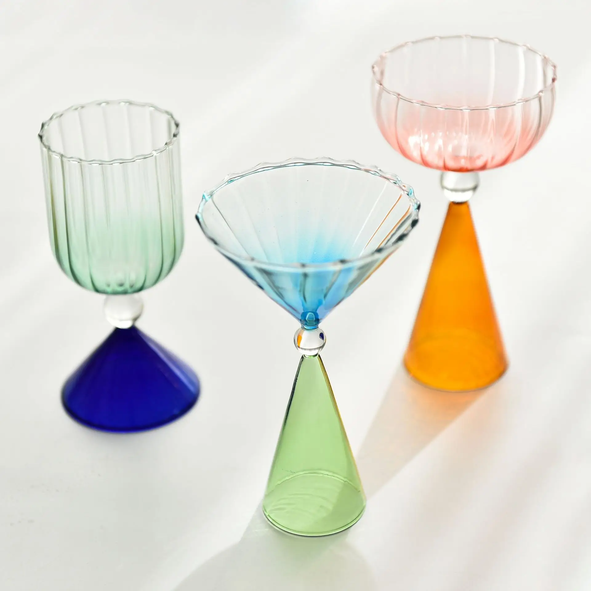 New Handmade Colored Glass Wine Whisky Cup Margarita Cocktail Juice ...