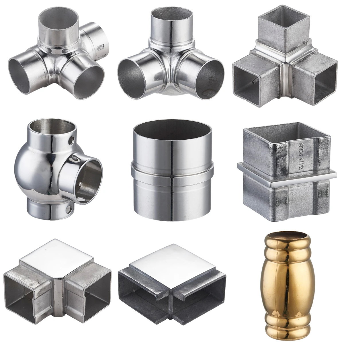 Stainless Steel Staircase Balustrade Fittings Adjustable Golden ...
