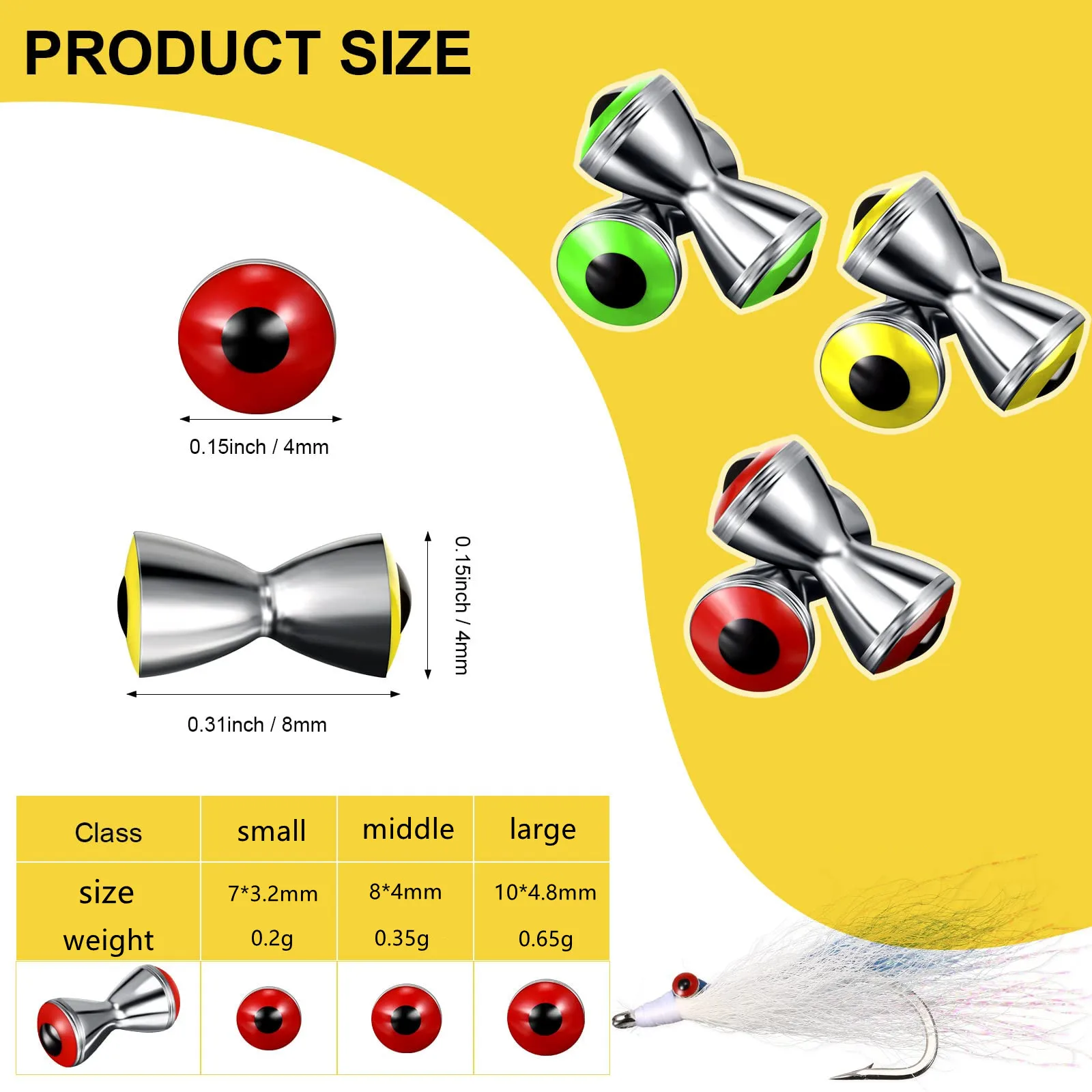 Realistic Fishing Weighted Eye Alloy Tungsten for Lure Making