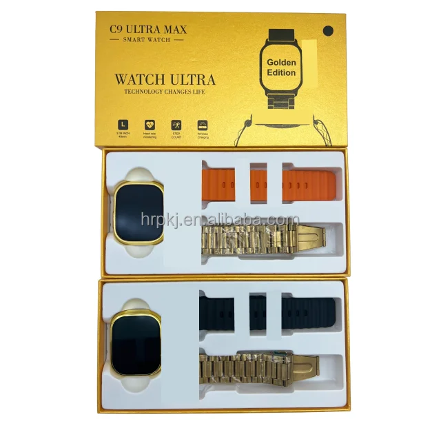 2023 New C9 Ultra Max Smart Watch 9 Big Gold Watch 2.01 Inch Hd ...