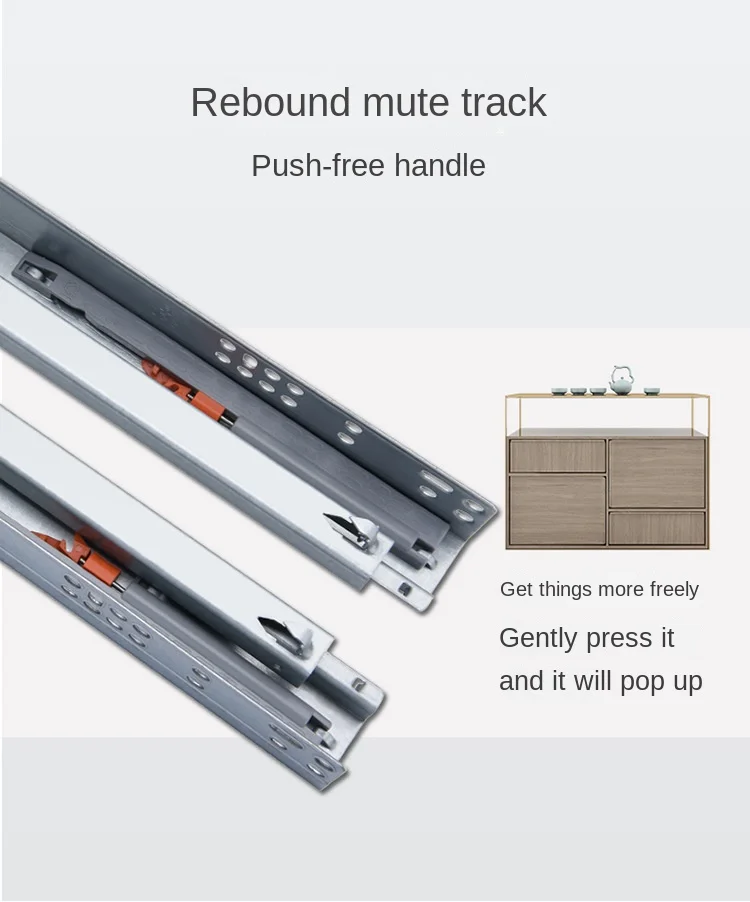 Self-pin Backing Hidden Slide Rail Guide Two Self-suction Damping Mute ...