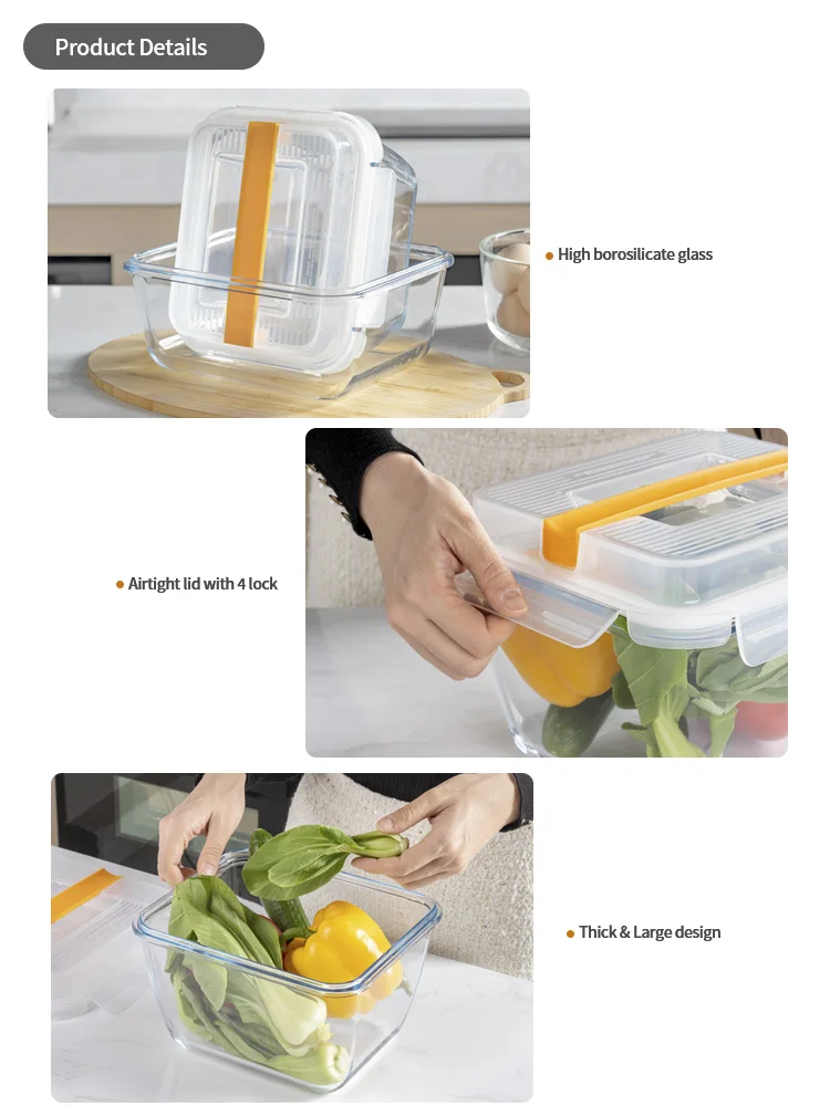 Essie On The Go Extra Large High Borosilicate Glass Gallon Food Storage ...