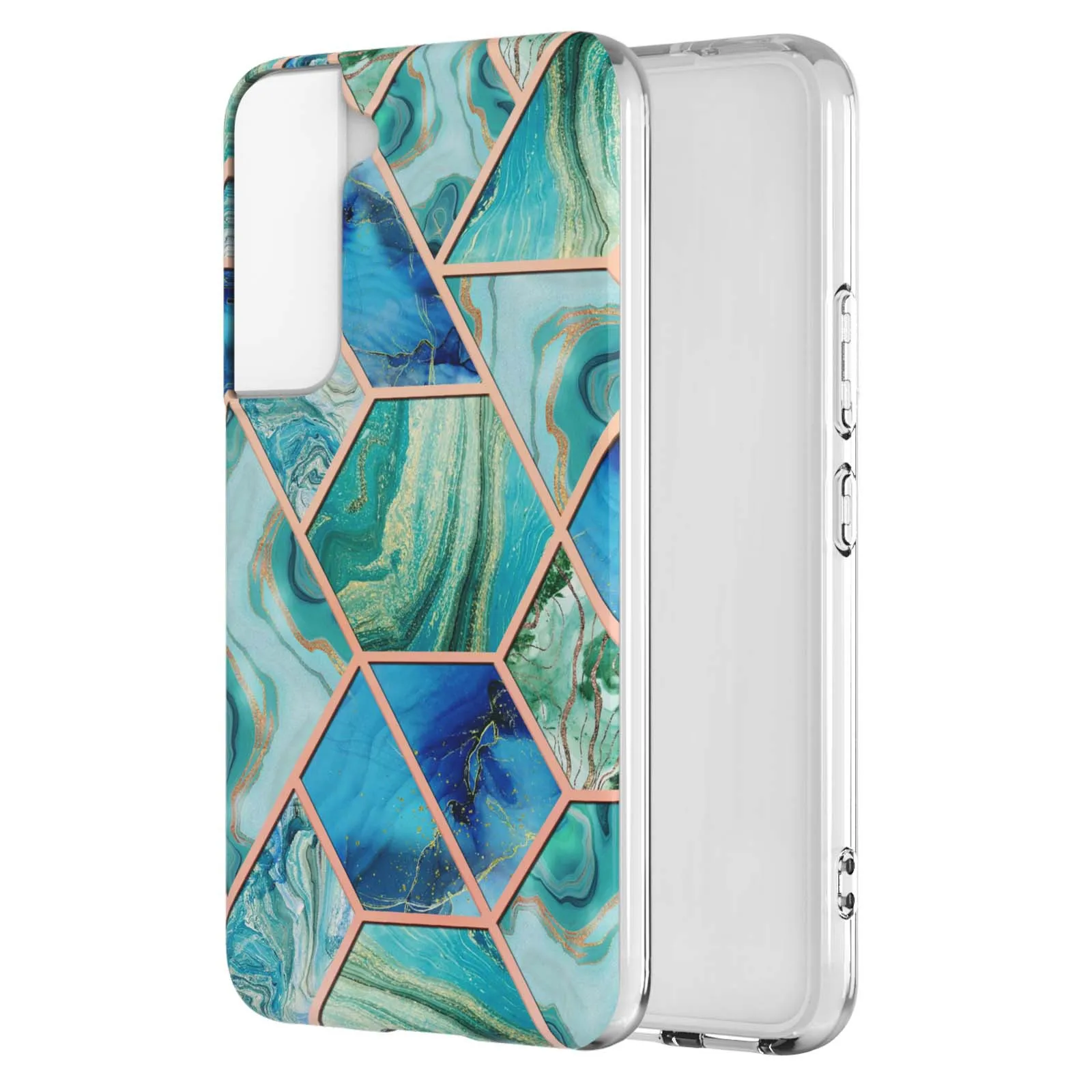 Geili Turquoise Blue Green Gold Marble Glossy Slim Soft Tpu Phone Case ...