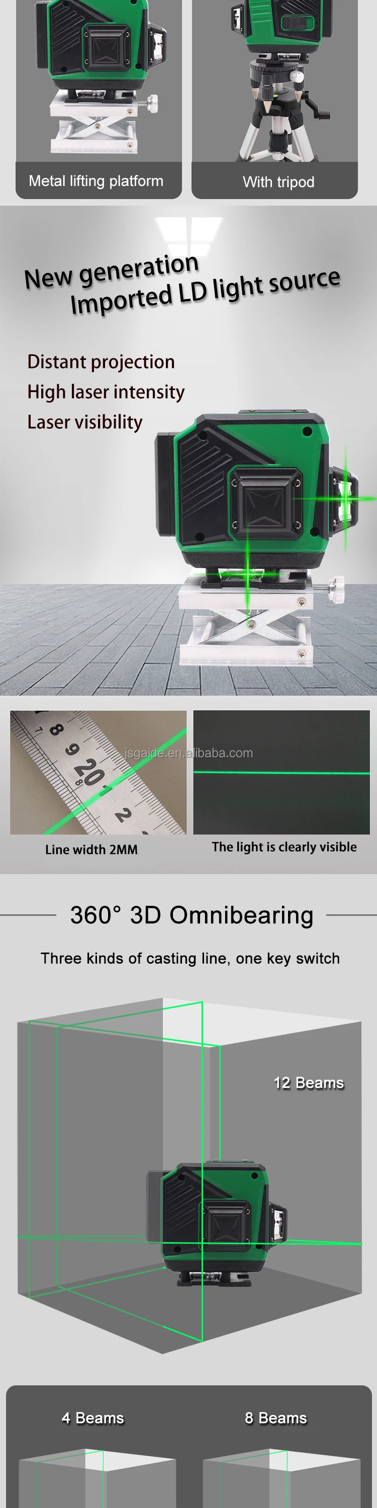 Gaide Laser Level 12 Lines 3d Self-leveling 360 Outdoor - Buy 12 Lines ...