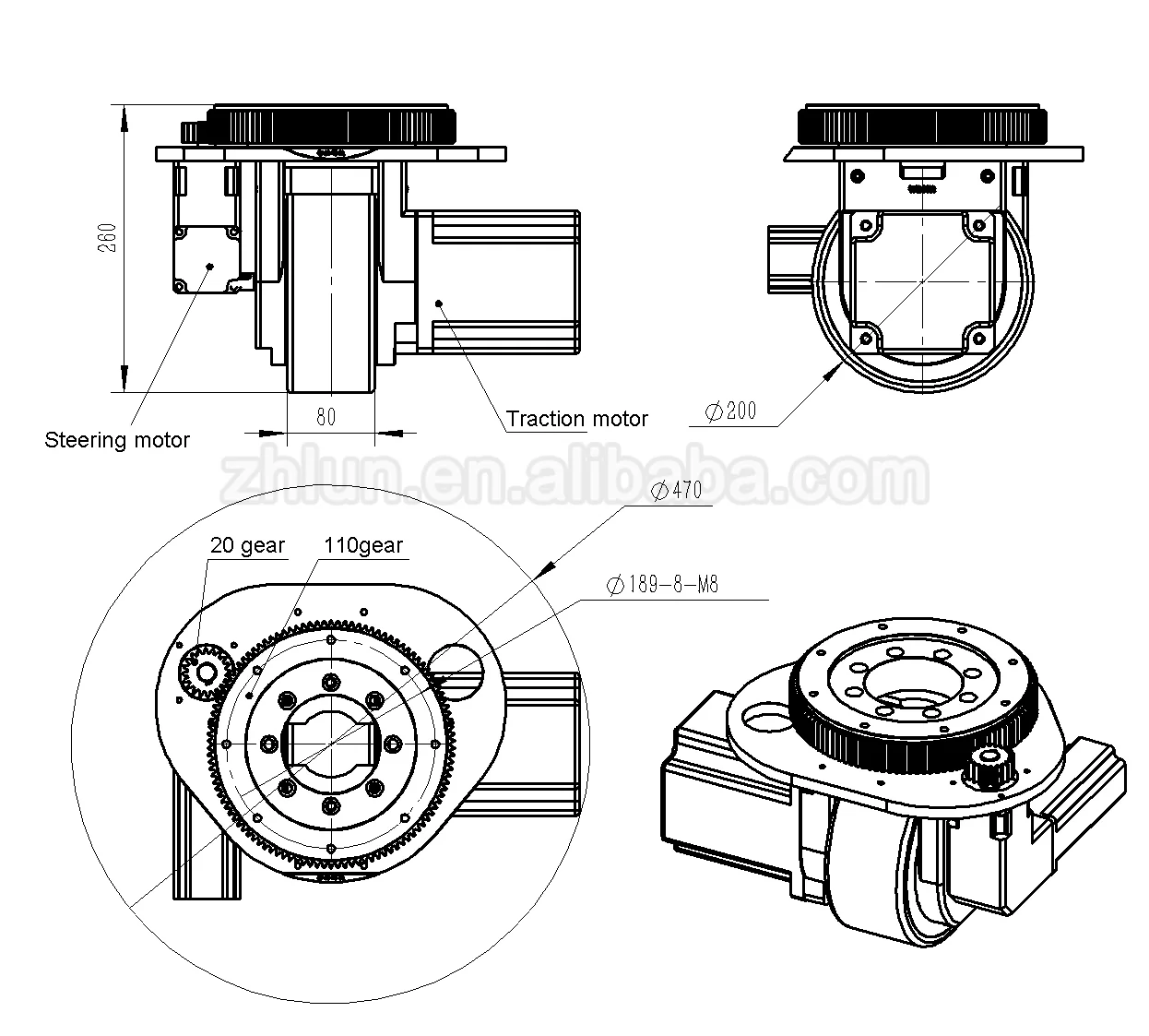 Zhlun Pmsm/bldc Motor Wheel For Automated Guided Vehicle Powered By ...