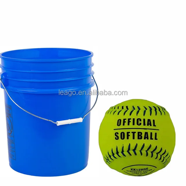 6 Gallon Bucket of Softballs - Padded Lid & Cushioned Seat