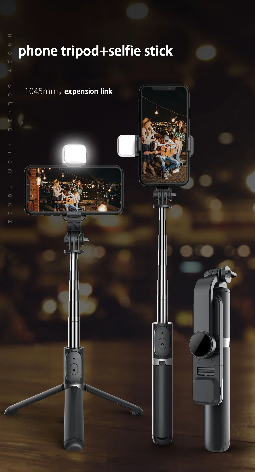 Fill Light Ble Tripod Selfie Stick Universal Mobile Broadcast Stand ...