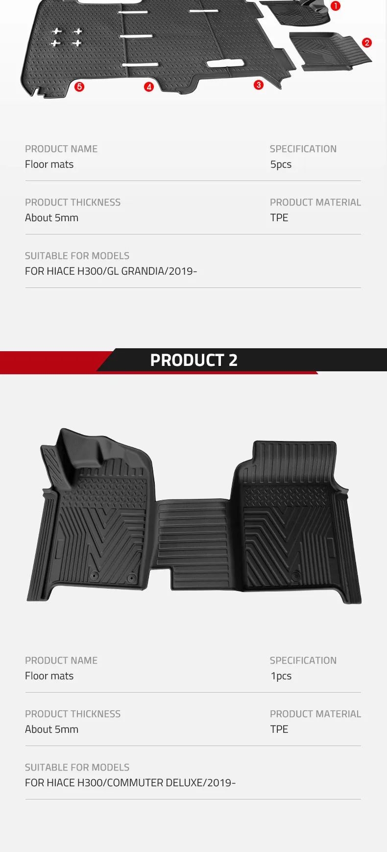 Factory Auto Exterior Accessories Tpe Plastic Black Floor Mats For ...