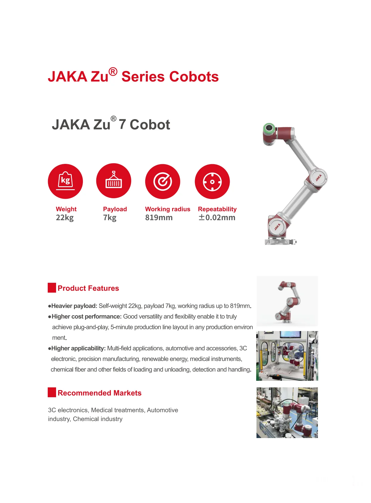 JAKA Zu 7 Cobot Payload 7kg| Alibaba.com
