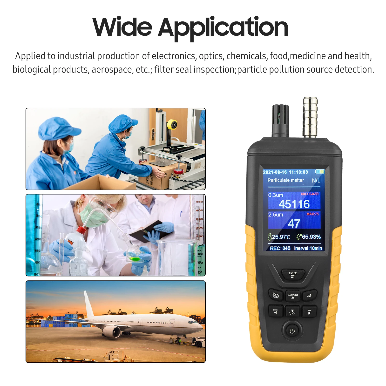 Portable Particle Counter - Detect 0.3um, 2.5um, Pm10um